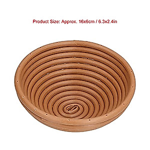 Bread Proofing Basket Set, Washable Bread Fermentation Basket Innovative Shape Baking for Kitchen Home Bakery (Yellow brown round 16X6CM)