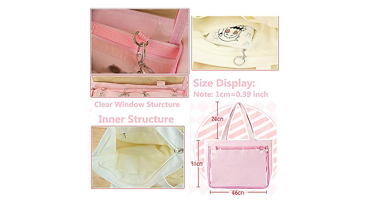 Stylish Ita Tote Bag with Clear Window for Pins and Cosplay