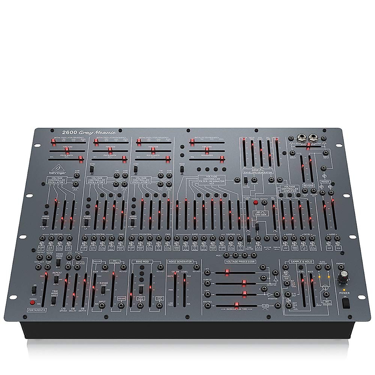 Behringer 2600 GRAY MEANIE Special Edition Semi-Modular Analog Synthesizer with 3 VCOs, Multi-Mode VCF and Spring Reverb in 8U Rack-Mount Format