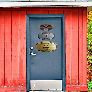 Signs ByLITA Victorian Exit/Salida Bilingual Sign (Brushed Gold) - Large