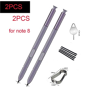 2Pcs Galaxy Note 8 Pen Stylus S Pen Replacement for Samsung Galaxy Note 8 N950U N950W N950FD N950F Tips/Nibs+Eject Pin(Orchid Gray)