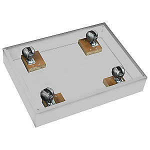Displays2go 29"w x 72"h Glass Display Case, 5 Adjustable Shelves, Lights, Wheels - Silver (173CPLEDSL)