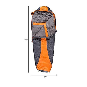 Stansport Glacier Mummy Sleeping Bag 3.1 LB, orange, 86" l x 34" w