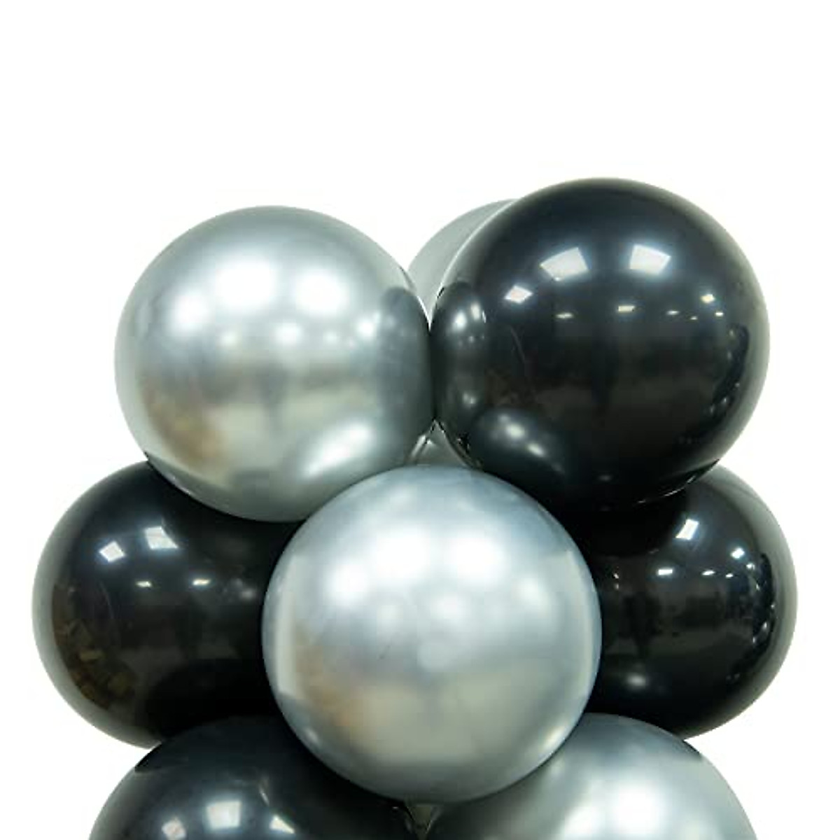 MOXMAY Balloon Column Kit - Set of 2 Balloon Columns with Stand Base and Pole Balloon Tower Backdrop Decoration for Wedding Baby Shower Birthday Party 100 Balloons Included(Silver Black)