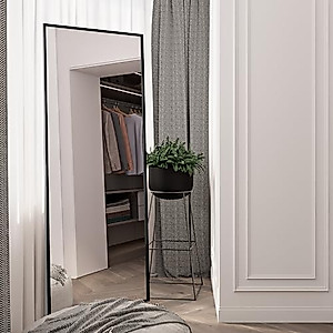 NISHCON Modern Black Full Length Mirror, 64"x21" Rectangular Floor Mirror with Stand, Wall-Mounted or Freestanding, Perfect for Living Room, Bedroom, Entryway