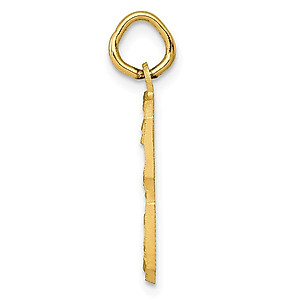 Solid 14k Yellow Gold Casted Medium Diamond-Cut Number 3 Charm Pendant - 22mm x 9mm