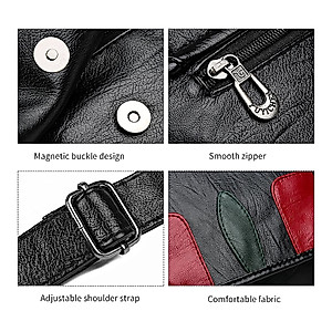 Oichy Shoulder Handbags for Women Lightweight Purses and Handbags PU Leather Crossbody Bags Fashion Messenger Bags (Black)