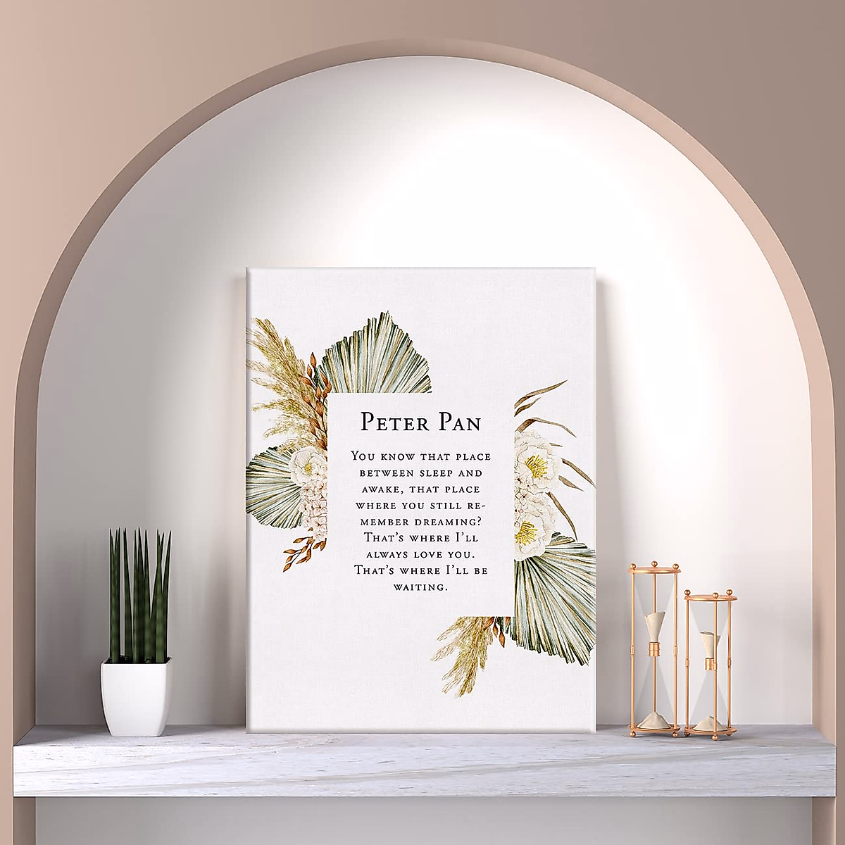 LEXSIVO Peter Pan Quote Flowers Print Canvas Wall Art Home Decor You Know That Place Between Sleep and Awake Painting 12x15 Canvas Poster Framed Ready to Hang