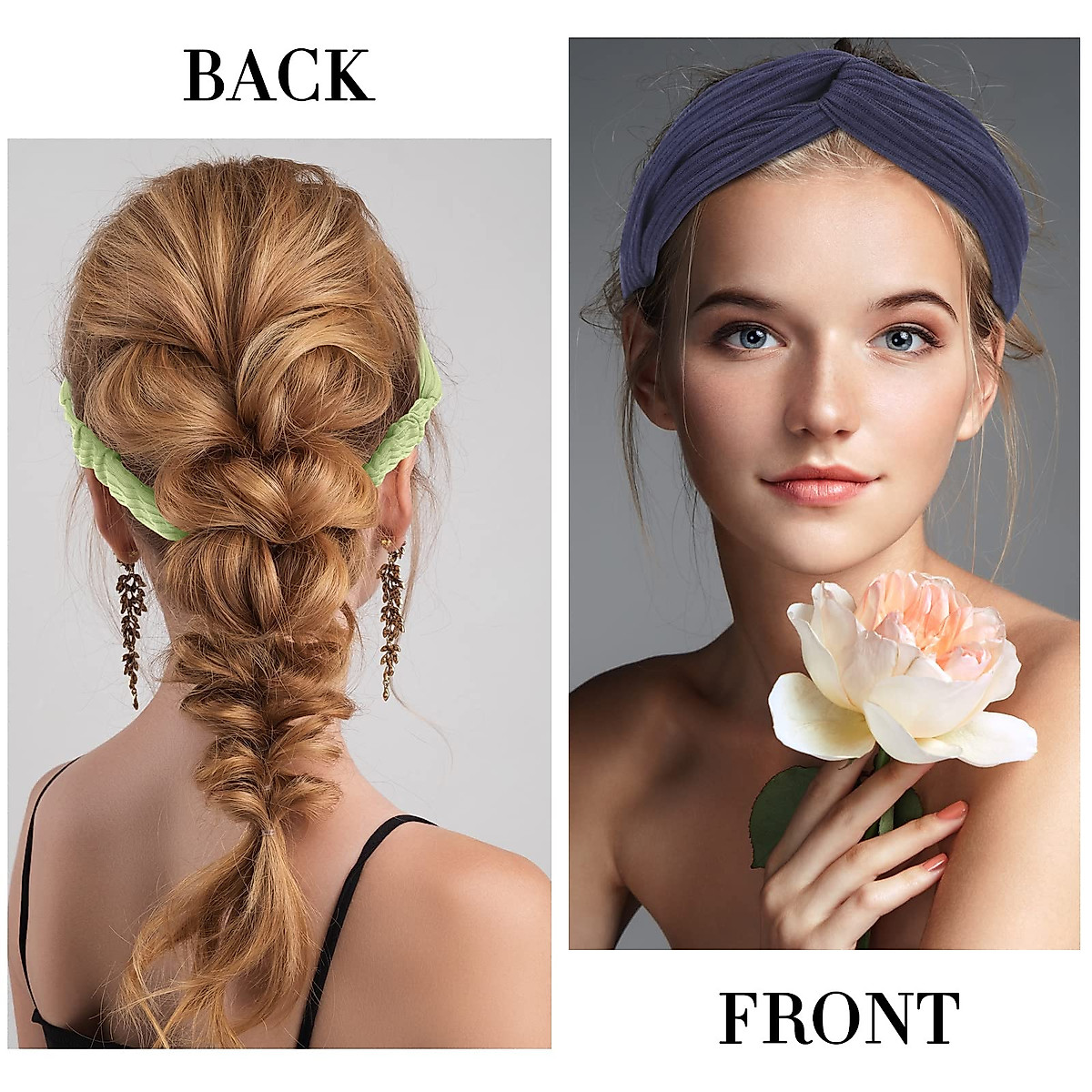 20 Pcs Boho Vintage Elastic Criss Cross Turban Head Wraps - Solid Color Stretchy Hair Accessories for Women's Yoga and Workout