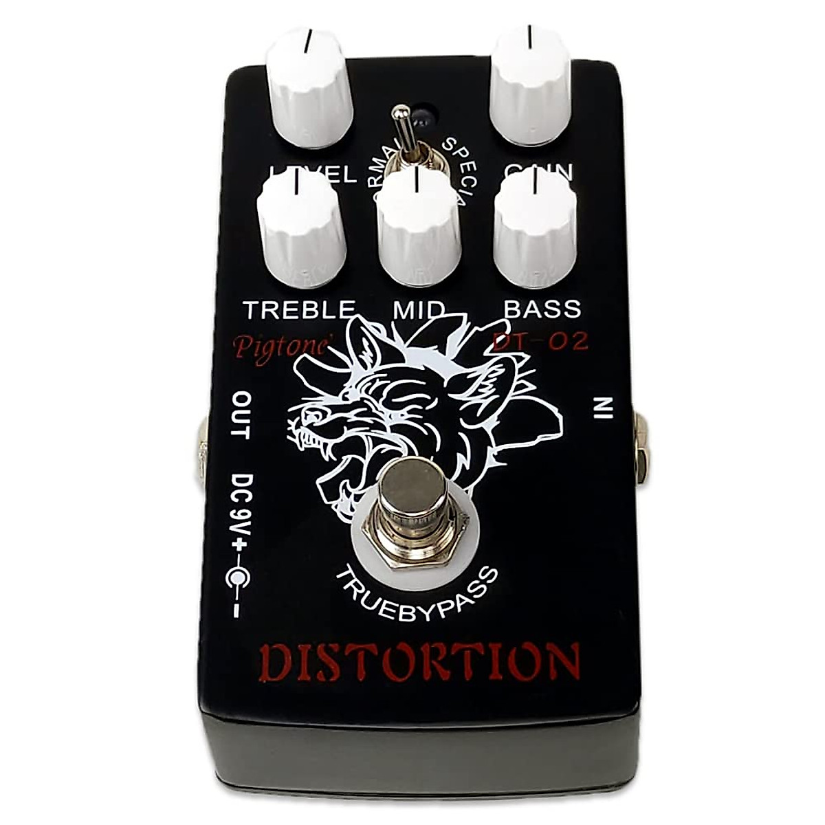 pigtone Distortion Guitar Pedal, Distortion Guitar Pedal for Electric Guitar Effect Natural Tight Pedal True Bypass Black PP-30