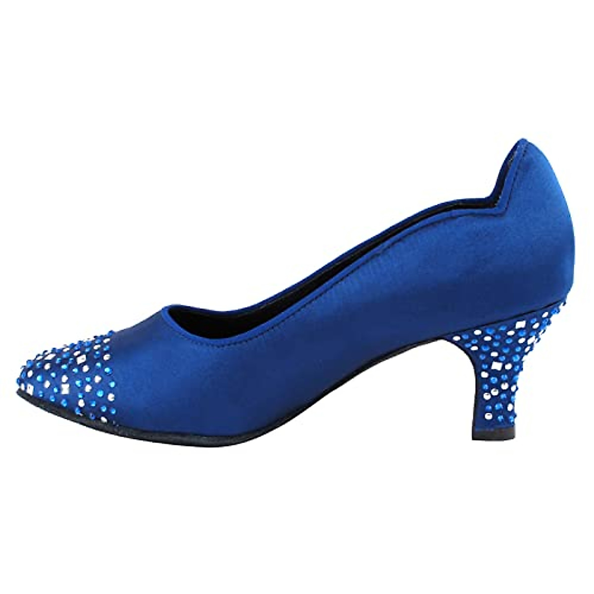 Very Fine Dancesport Shoes - Women Rhinestone Waltz, Tango, Ballroom Dance Shoes - SERA5501-2.5 inch Heel Close Toe (Blue Satin, Size 6)