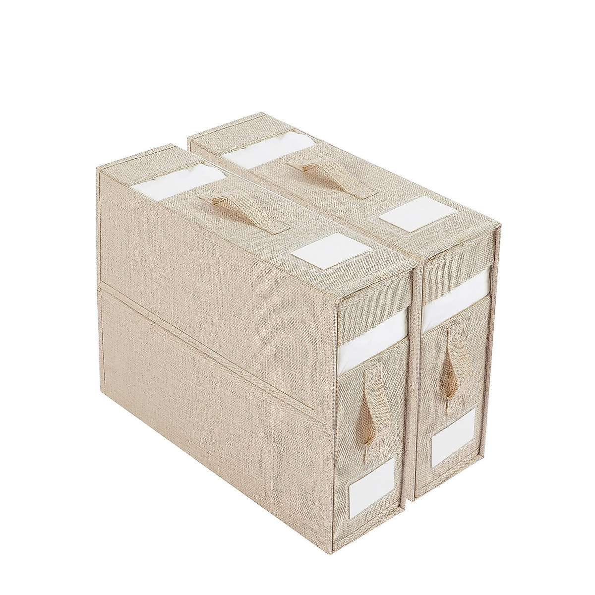 DYNAIZER Linen Closet Organizers and Storage for Bedding Storage, Folding Sheet Storage Organizer with Visible Window - Bedsheet Organizers for Blanket, Bedsheet, Duvet Cover, Pillowcases (Beige)