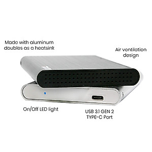 Fantom Drives FD 2TB Portable Hard Drive - USB 3.2 Gen 2 Type-C - 10Gbps - Aluminum - Black - Compatible with Mac/PC/PS4/Xbox (GF3BMC2000U)