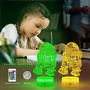 3D Illusion Star Lamp, Yoda Baby Night Light for Kids, 3 Pattern LED Wars Night Lamp for Room Decor Bedside Lamp as Christmas Gifts for Boys Girls Men