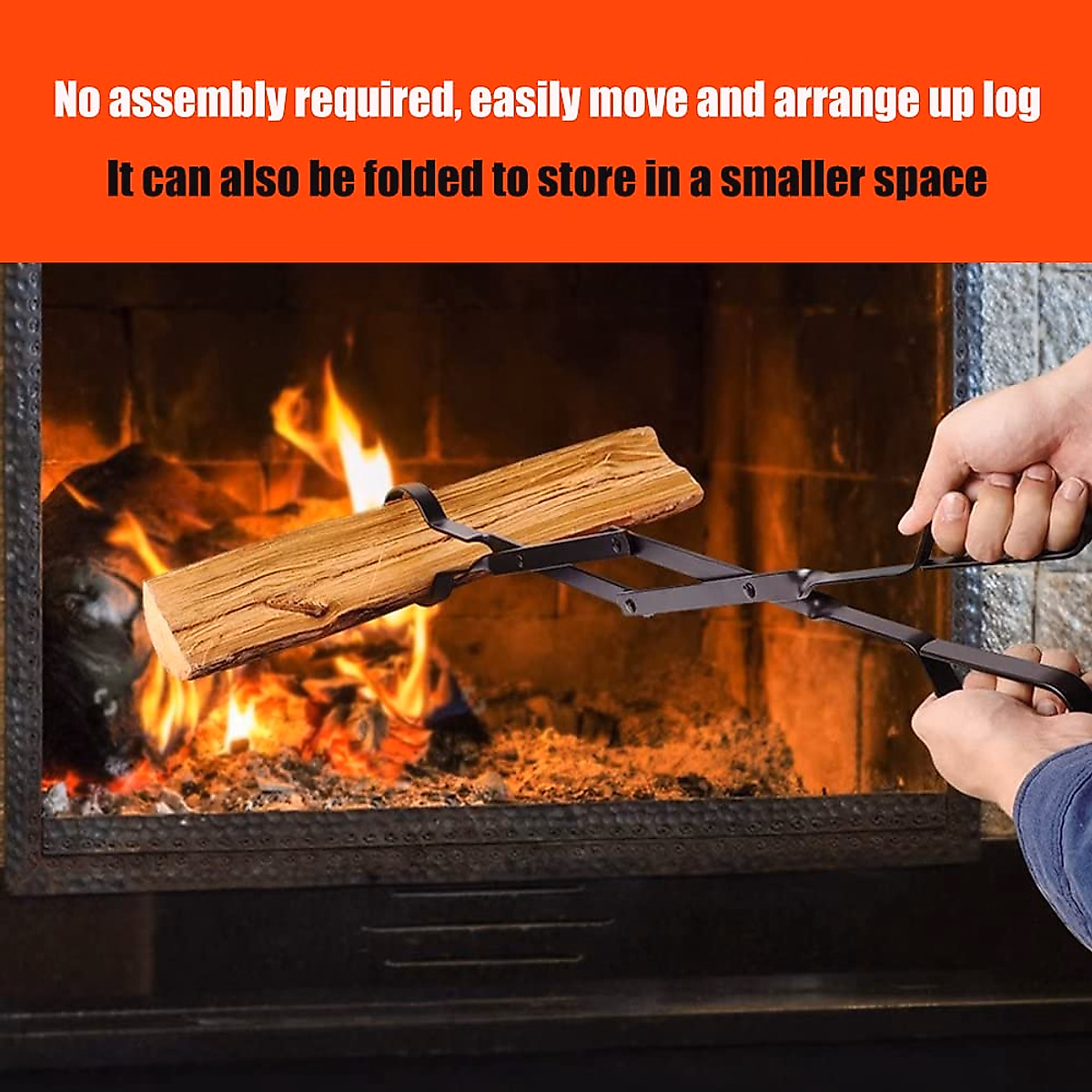 DONSIQIZZ 32" Firewood Fire Pit Poker and 25" Fireplace Tongs Log Grabber, Fire Pit Tools Kits Fit for Camping Campfire Wood Stove Fireplace Firepit Indoor and Outdoor Use