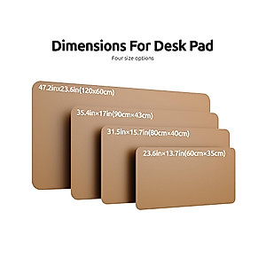 YSAGi Leather Desk Pad Protector, Office Mat, Large Mouse Pad, Non-Slip PU Blotter, Laptop Waterproof Writing for and Home (23.6" x 13.8", Khaki)