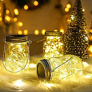 Solar Mason Jar Lights Lids, 30 LED Solar Fairy Lights for Mason Jars, Outdoor Hanging Mason Jar Lights for Garden Patio Porch Lawn Decor, Warm White