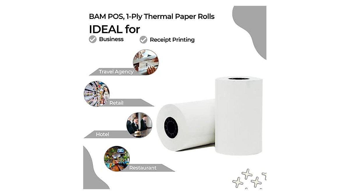 BAM POS, 2-1/4 x 50' 1-Ply Thermal Paper 50 Rolls for The Ingenico ICT ...
