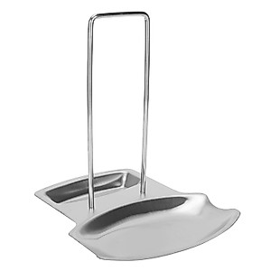 Spoon Rest with Lid Holder, Pot Lid Holder and Spoon Rest, Stainless Steel Utensils Lid Spoon Holder Ladle Rest Pot Lid Rack Shelf Stand Holder Multifunctional Storage Rack Stove Organize