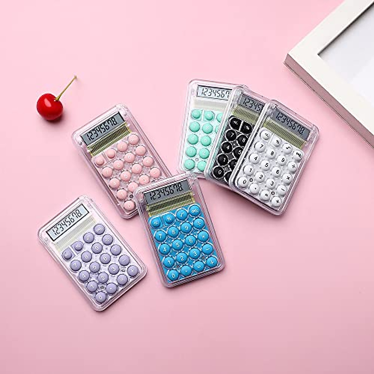 Mini Cute Calculator Kawaii Calculator Transparent Calculator Portable Pocket Calculator for Students and Kids (Green)
