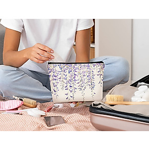 BARPERY Watercolor Lavender Flowers Makeup Bag,Spring Summer Flower Cosmetic Bag Best Gift Idea for Teen Girls Women,Birthday Christmas Gifts for Girls Women Daughter Sister