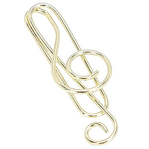 20Pcs Musical Note Paperclip Metal Iron Wire Notebook Agenda Folder Special Shaped Paper Clips for Bookmark Organize Home Office School(golden)
