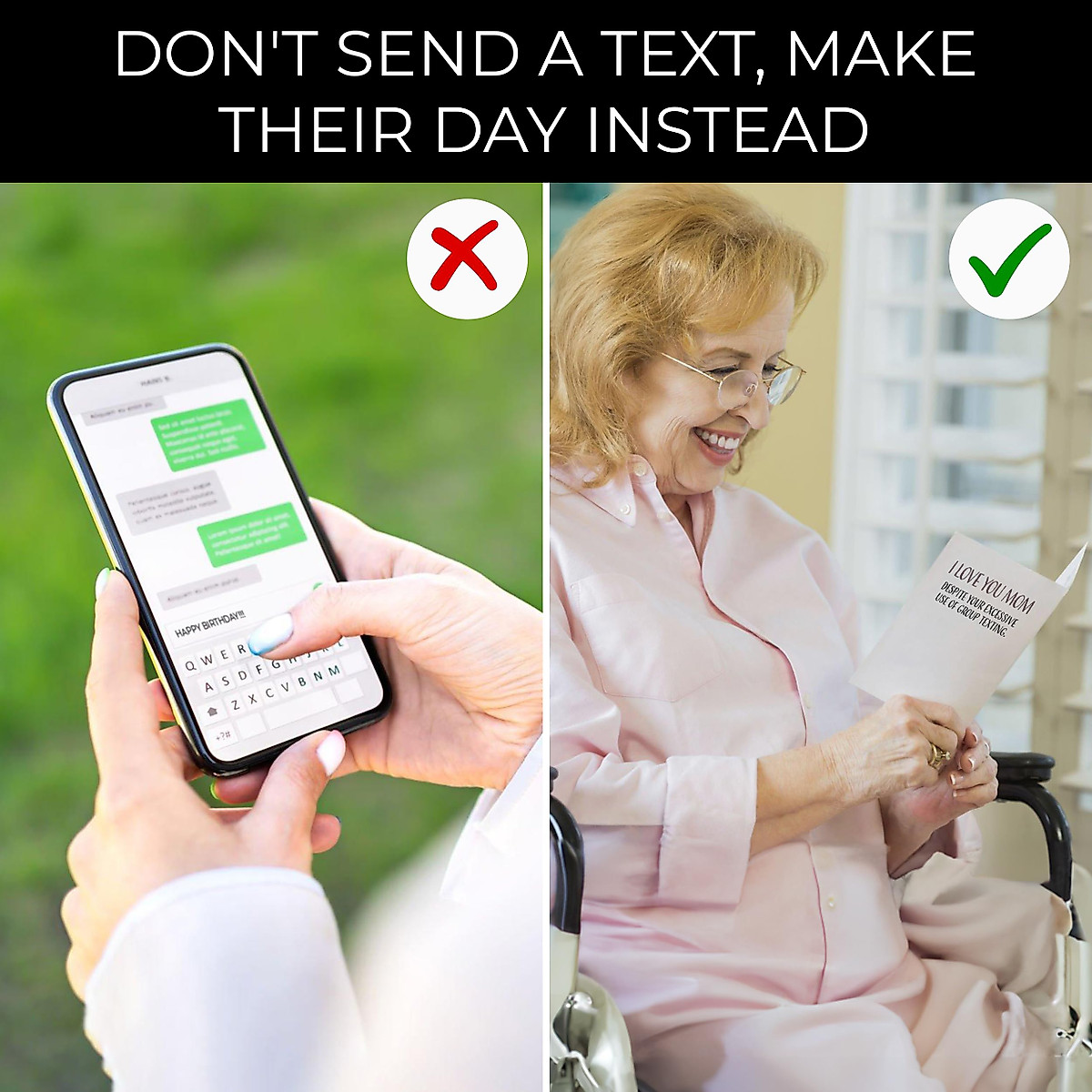 Funny Mothers Day Card From Daughter, Funny Mothers Day Card From Son, Funny Birthday Card For Mom, Blank Inside, I Love You Mom Despite Your Excessive Use Of Group Texting Modern Wit