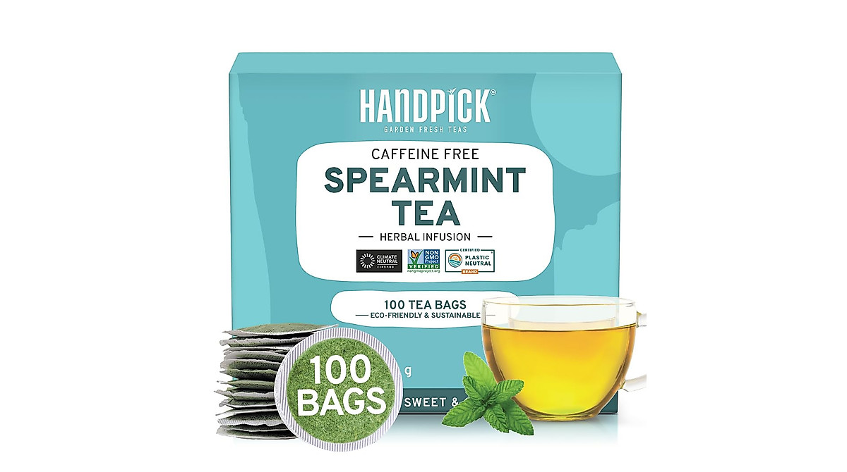 HANDPICK, Spearmint Tea Bags (100 Herbal Tea Bags) Premium Spearmint ...