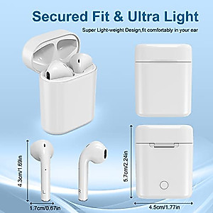 AVOVA True Wireless Earbuds Bluetooth Earphones Compatible with Apple&Android Cell Phone in-Ear Earbuds with Built in Mic,IPX4 Rating,Sweat Resistant Headphones for Sports Fitness Work (White)