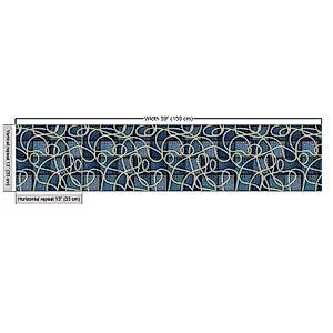 Ambesonne Nautical Fabric by The Yard, Various Patches of Denim in Sea with Sailor Knot on Foreground Image Art Print, Decorative Fabric for Upholstery and Home Accents, 3 Yards, Blue Beige