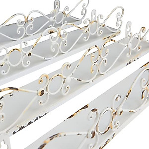 Creative Co-Op Farmhouse Decorative Iron Ledges, Distressed Cream, Set of 4 Sizes