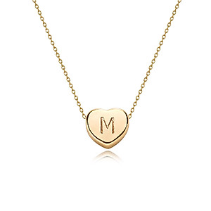 Tiny Gold Initial Heart Necklace-14K Gold Plated Handmade Dainty Letter Heart Necklace for Women Necklace Jewelry