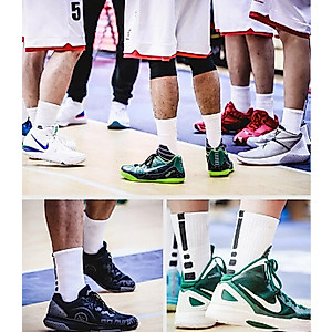 Fraobbg 4Pairs Men's Athletic Crew Socks Thick Protective Sport Cushion Elite Basketball Soccer Compression Towel Socks 7-12