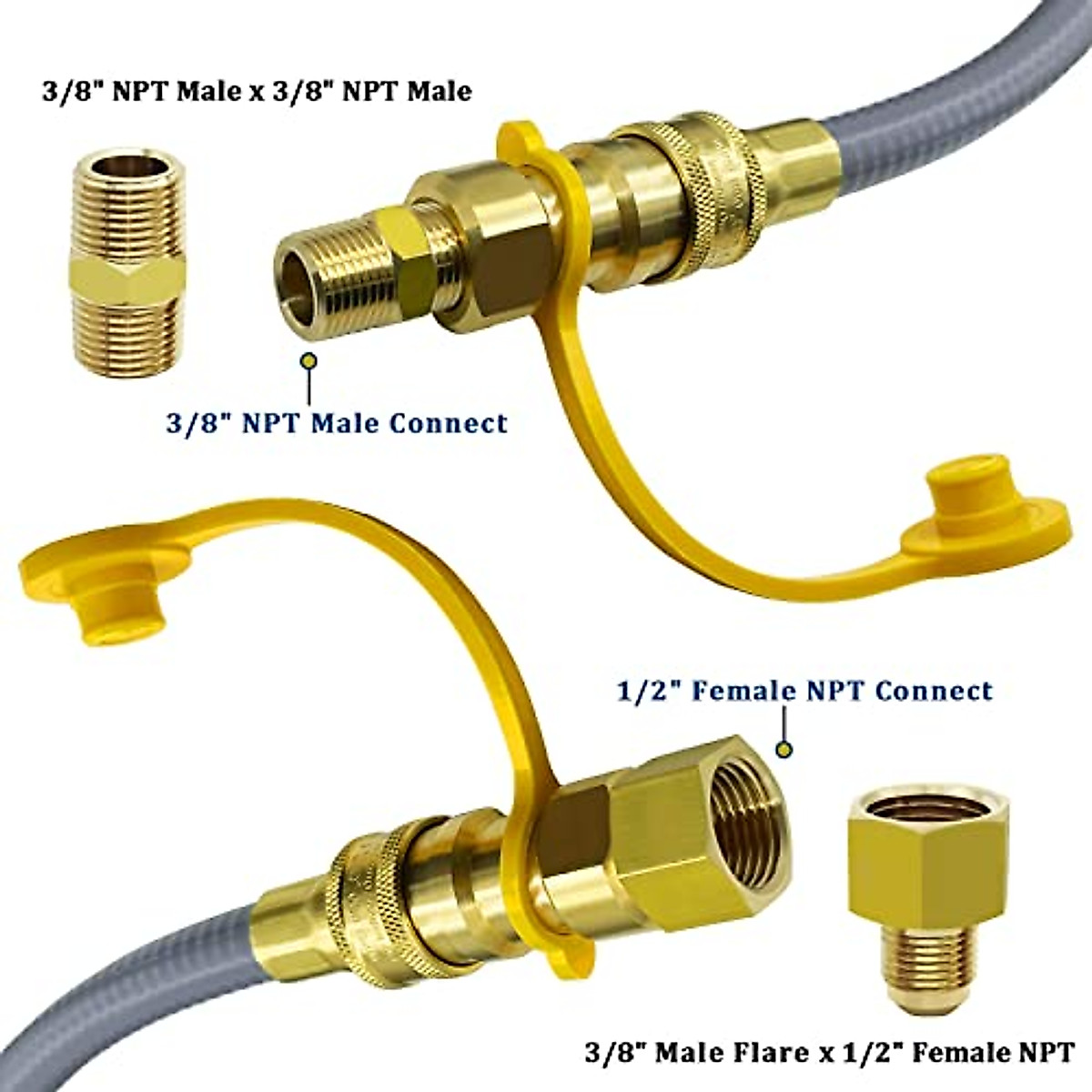 GardenNow 12FT 3/8" ID Natural Gas Hose, Low Pressure LPG Hose with Quick Connect, for Weber, Char-Broil, Pizza Oven, Patio Heater and More NG Appliance Propane to Natural Gas Conversion Kit