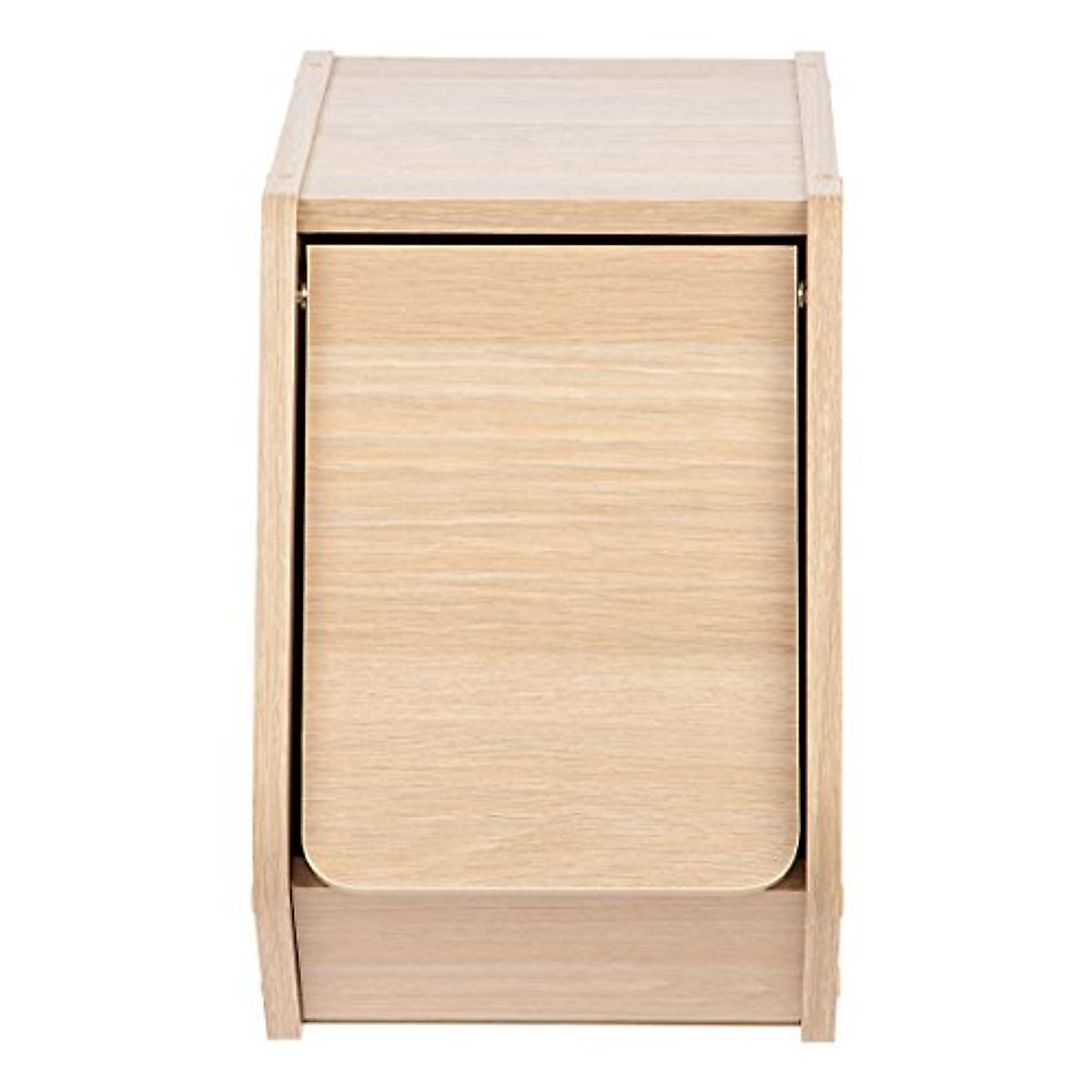 IRIS USA Narrow Modular Wood Stackable Storage Box with Sliding Door, for Office Closet and Nightstand, Easy Assembly, Space Saving, Stacking Storage Box, Light Brown
