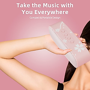 Mytrix Sakura Pink Cherry Blossom Bluetooth Speaker, Portable Wireless Speaker with Bluetooth 5.0, Dual Pairing, Outdoor Speakers with HD Sound and Bass for Home, Party, and Travel (Renewed)