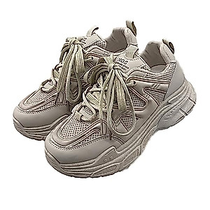 Women’s Sport Shoes Low Heel Wedge Sneakers Fashion Platform Sneakers Low Top Trainers Walking Shoes Breathable Casual Lace Up Comfort Walkout Shoes Athletic Tennis Shoes Grey