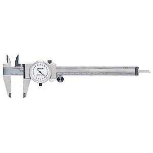 Fowler 52-015-020 Stainless Steel Dial Caliper, 0-150mm Measuring Range, 0.02mm Graduation Interval, 0.05mm Accuracy, Face Color White