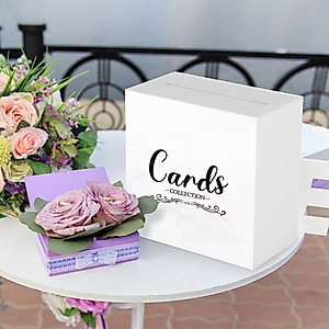 Lemicin White Acrylic Wedding Card Box, Large DIY Card Box Blank No Print for Wedding Reception, Graduation Party, Bridal Shower, Keepsake Party Favor, Cosmetic Home Decor (10 x10 x 5.5 Inch)