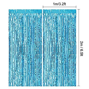 CHRORINE Girl Birthday Party Decorations Supplies, Blue Party Decorations, Snowflake Decorations, 109 pcs Balloons, 2 pcs Blue Foil Curtains, Maple Leaves, Snowflakes