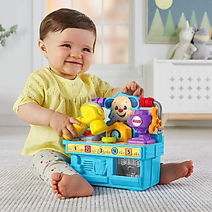 Fisher-Price Baby & Toddler Toy Laugh & Learn Busy Learning Tool Bench Construction Activity for Pretend Play Infants Ages 6+ Months