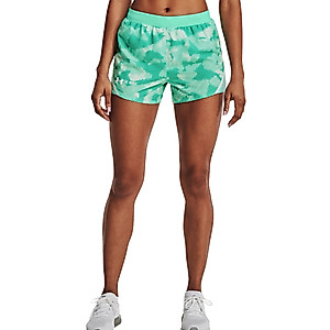 Under Armour Women's Mileage 2.0 Printed Loose Fit Shorts (Medium, Comet Green/Seaglass)