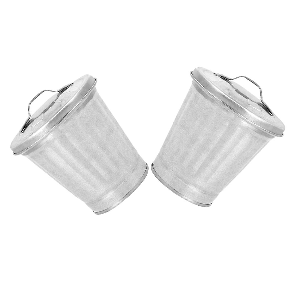 jojofuny Mini Iron Trash Can, Galvanized, As Shown