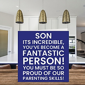 Funny Birthday Cards for Son - Amazing Person - Joke Happy Birthday Card for Son from Mom or Dad, Son Birthday Gifts from Parents, 5.7 x 5.7 Inch Birthday Greeting Cards Gift for Son