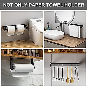 Carry360 Adhesive Paper Towel Holder Under Cabinet, Paper Towel Rack Stick On Wall for Kitchen Paper Towel Roll-304 Brush SUS Stainless Steel, No Drilling
