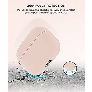 Homstect Compatible with Airpods 3 Case, Triple-Layer Protective Silicone Case for AirPods 3rd Generation (2021 Released) Charging Case Cover, Shockproof and Skin-Friendly, Front LED Visible-Pink Sand
