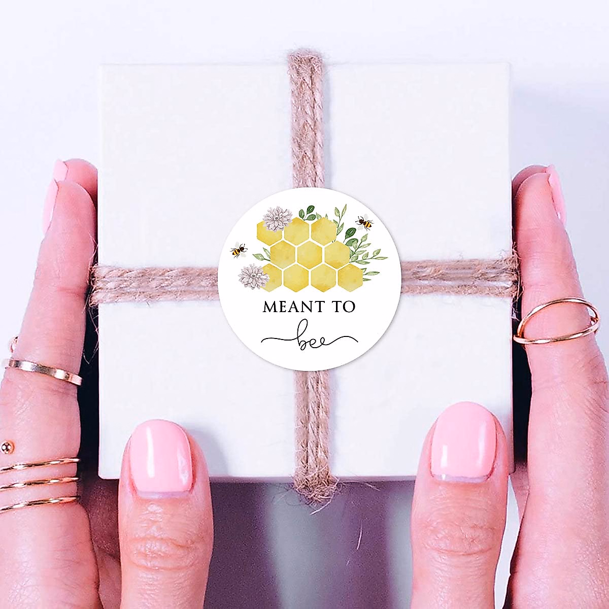 Bee Meant to Bee Stickers, 1 Inch Mint to Be Wedding Party Favor Sticker Labels, 120-Pack