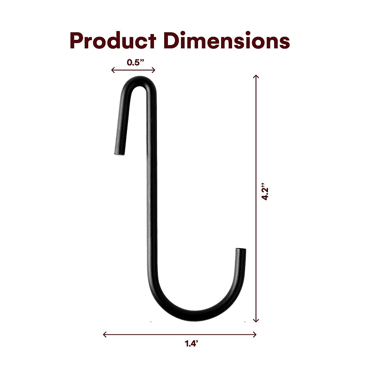 Vdomus pot rack hooks black S style for kitchen pot hanging, set of 10 (black)