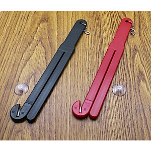 Food Bag Pouch Cutter Opener with Stainless Steel Blade and Squeezer for Kitchens - Includes EZ Hang Chain and Suction Cup for Easy Storage (1 Black - 1 Red (2pk))