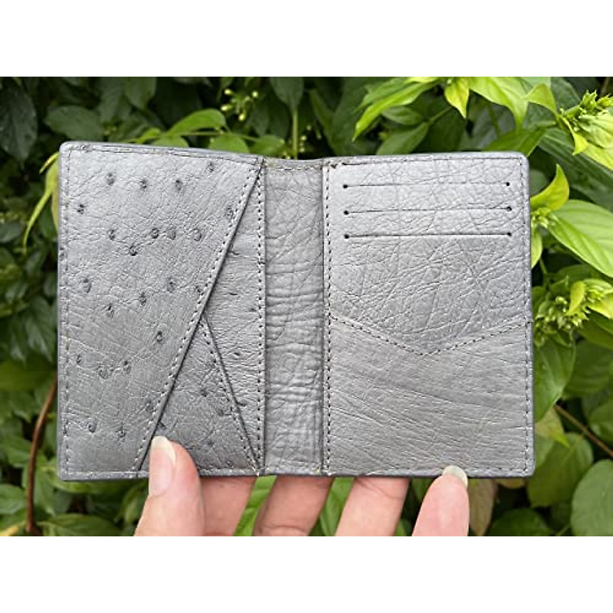 Doubleside Grey Body Ostrich leather skin Credit Cardholder, leather credit cardcase, leather creditcard cover